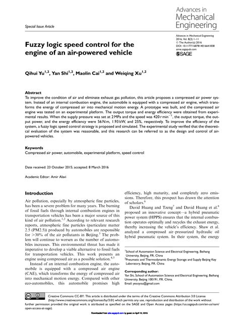 pdf fuzzy logic speed control for the engine of an air powered vehicle