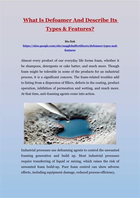 Ppt Defoamer Chemical Types And Features Powerpoint Presentation