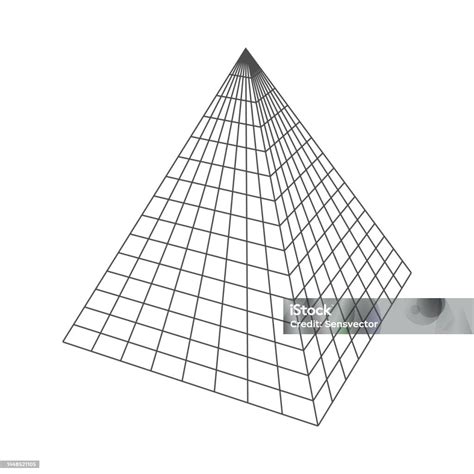 피라미드 그리드 그림 낮은 폴리 추상 기하학적 모양 3d 아이콘 벡터 와이어 프레임 원근법 기하학 그림 다각형 수학 양식