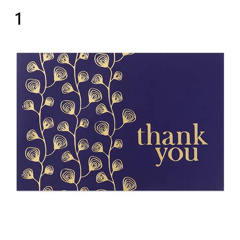 5pcs Gold Embossed Thank You Cards Blank Note Card Vicedeal