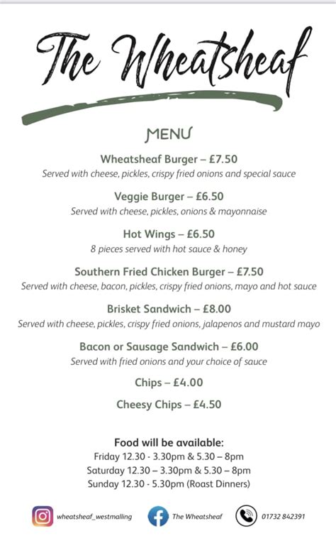 The Wheatsheaf Weve Updated Our Menu After Listening