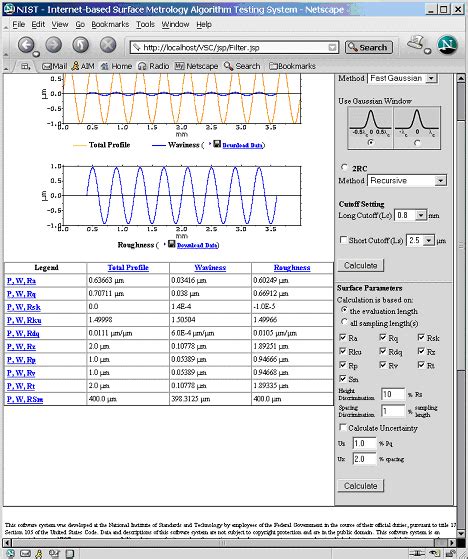 Filter And Surface Parameters
