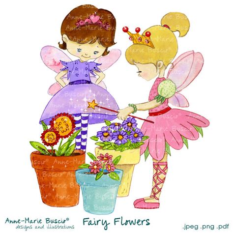 Amb Illustrations — Fairy With Flowers Clipart Illustration