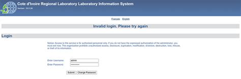 Invalid Login Credentials Development Openelis Global