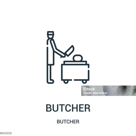 정육점 컬렉션에서 정육점 아이콘 벡터 얇은 라인 정육점 개요 아이콘 벡터 일러스트 레이 션입니다 웹 및 모바일 앱 로고 인쇄
