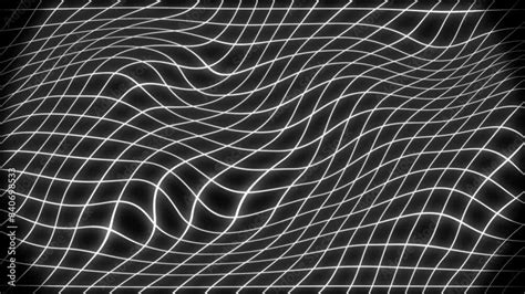 Visual White Wavy Grid Line On Black Motion Background Turbulent Wave