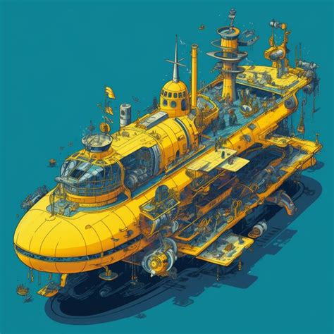 Premium Ai Image Illustration Of A Yellow Submarine With A Large