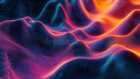 Abstract Digital Waveforms With Vibrant Neon Colors In Futuristic