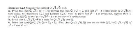 Solved Exercise 5 2 5 Consider The Subfield Q 2 3 ⊂r A