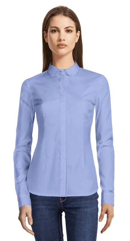 Blue Striped Round Collar Shirt Sumissura