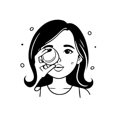 Doodle Woman Drinking Coffee Premium Ai Generated Vector