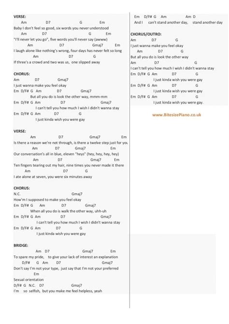 Wish You Were Gay Billie Eilish Piano Chords And Lyrics Bitesize Piano