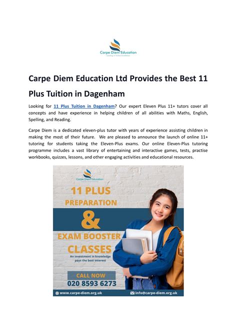 Ppt Carpe Diem Education Ltd Provides The Best 11 Plus Tuition In Dagenham Powerpoint