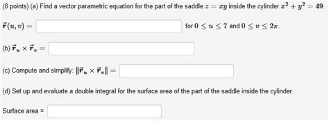 solved 8 points a find a vector parametric equation for