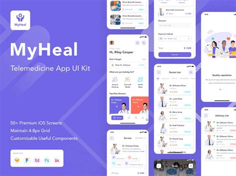 Medicine App Ui Kit Free Xd Resource Adobe Xd Elements