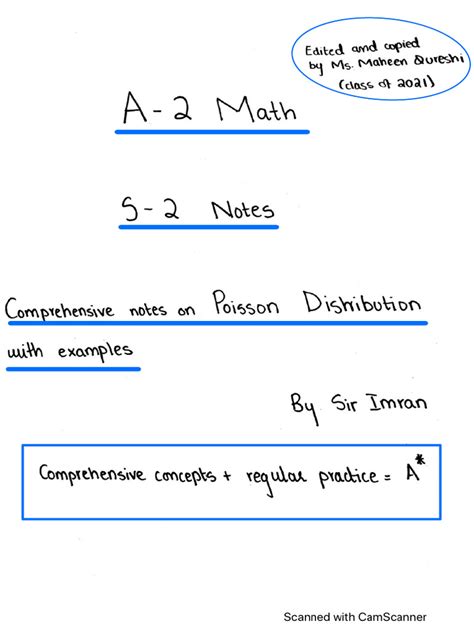 S2 Poisson Distributions New And Updated Notes Fri 25 March 2022 Pdf