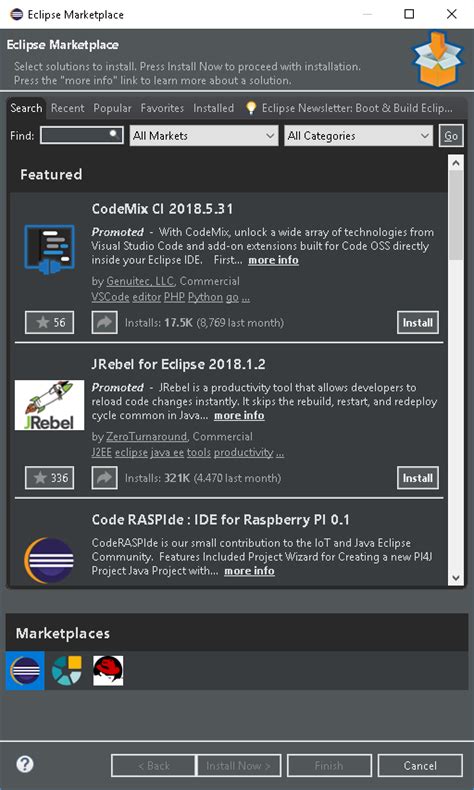 Eclipse Marketplace Client Eclipse Plugins Bundles And Products