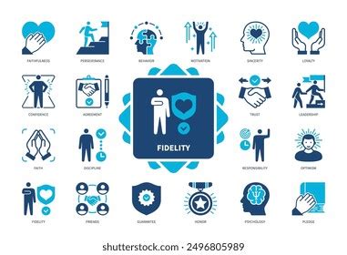 Fidelity Icon Set Faithfulness Sincerity Confidence Stock Vector