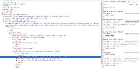 Html Bootstrap Breakpoints Not Working Properly In The Chrome Inspector Stack Overflow