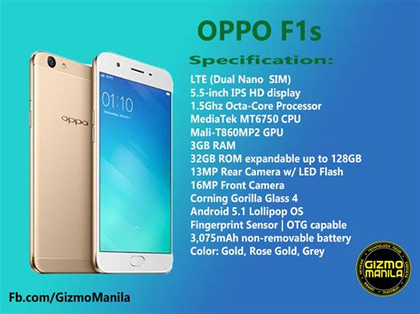 Oppo F1s Specs Price And Availability Gizmo Manila