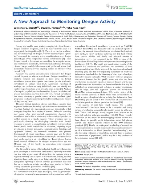 Pdf A New Approach To Monitoring Dengue Activity
