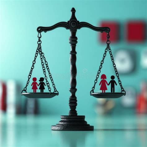 Black Balance Scale With Male And Female Gender Symbols On A Teal Background Representing