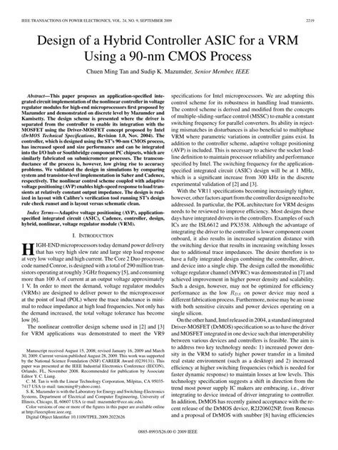 Pdf Design Of A Hybrid Controller Asic For A Vrm Using A 90 Nm Cmos