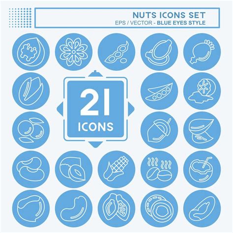 Icon Set Nuts Suitable For Nuts Symbol Blue Eyes Style Simple Design Editable Design