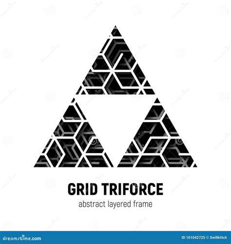 Abstract Triangle Shape With Layered Lines Triangular Grid And Shadow