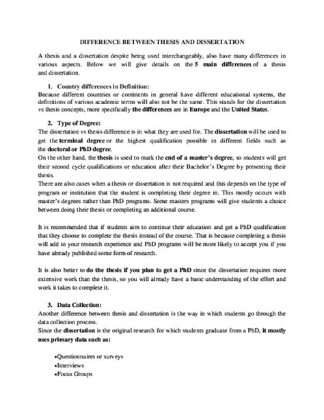 Pdf Difference Between Thesis And Dissertation
