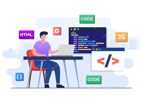 premium vector web developer wiring code or program