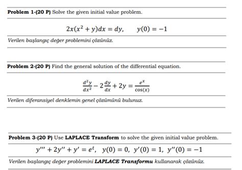 Solved Problem 1 20 P Solve The Given Initial Value Chegg Com