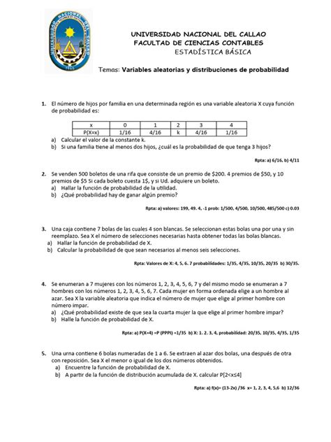 Estadística Variable Aleatoria Pdf