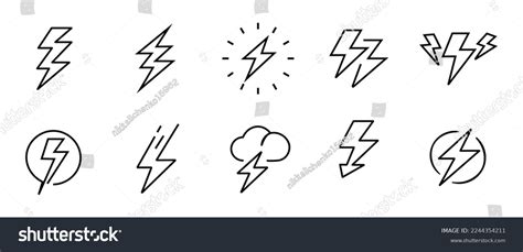 Set Linear Icons Different Types Lightning Stock Vector Royalty Free