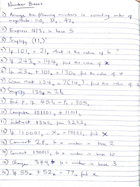 Number Bases Practice Questions Pdf