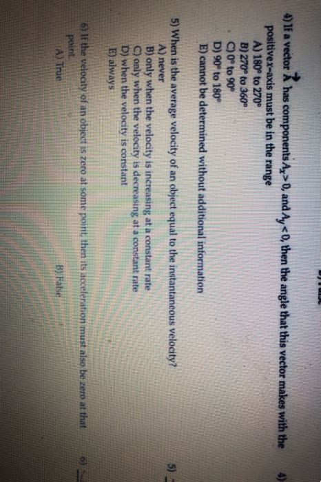 Solved 4 If A Vector Has Components Ay 0 And Ay