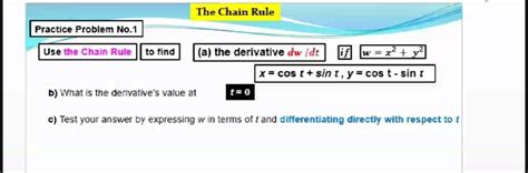 Solved The Chain Rule Practice Problem No Use The Chain Chegg