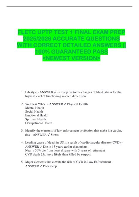 Fletc Uptp Test 1 Final Exam Prep 2025 2026 Accurate Questions With Correct Detailed Answers
