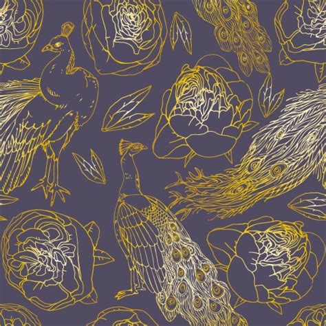 Golden Peacock Vector Images Over 570