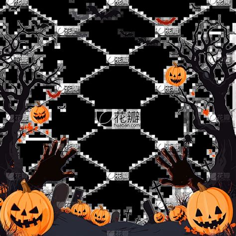 手绘万圣节恐怖装饰元素贴纸素材 花瓣网
