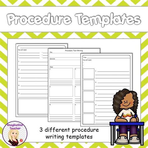 Three Different Types Of Writing Paper With The Text Procedure Templates And An Image Of A