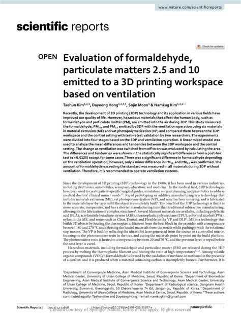 Pdf Evaluation Of Formaldehyde Particulate Matters 25 And 10