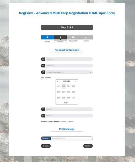 Regform Advanced Multi Step Registration Html Ajax Form By Mgscoder