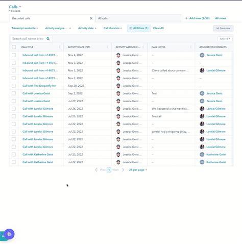 Review Calls In The Call Index
