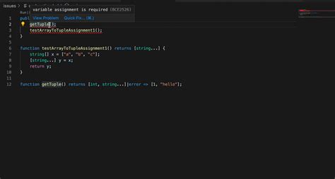 Code Action Is Not Accurate When Providing The Return Val Of A Tuple
