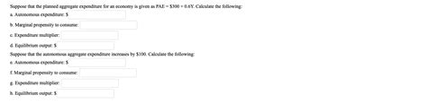 Solved Suppose That The Planned Aggregate Expenditure For An