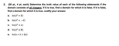 Solved 2 20 Pt 4 Pt Each Determine The Truth Value Of