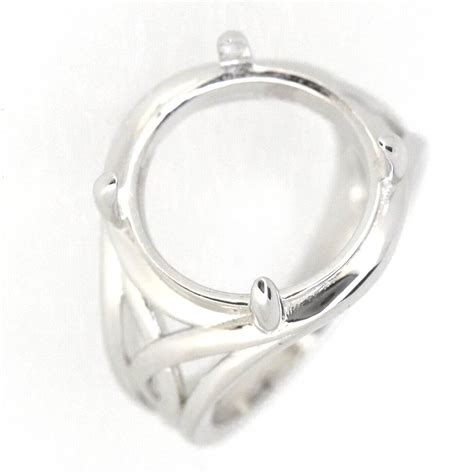 Sterling Silver Semi Mount Ring Setting Cushion Cu 14x14mm Art Deco