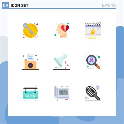 9 Flat Color Concept For Websites Mobile And Apps Chemical Flask Office Bell Folder Document