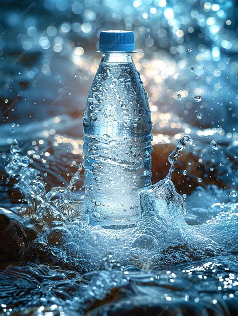 Одноразовая прозрачная пластиковая бутылка для воды с фоном брызг воды